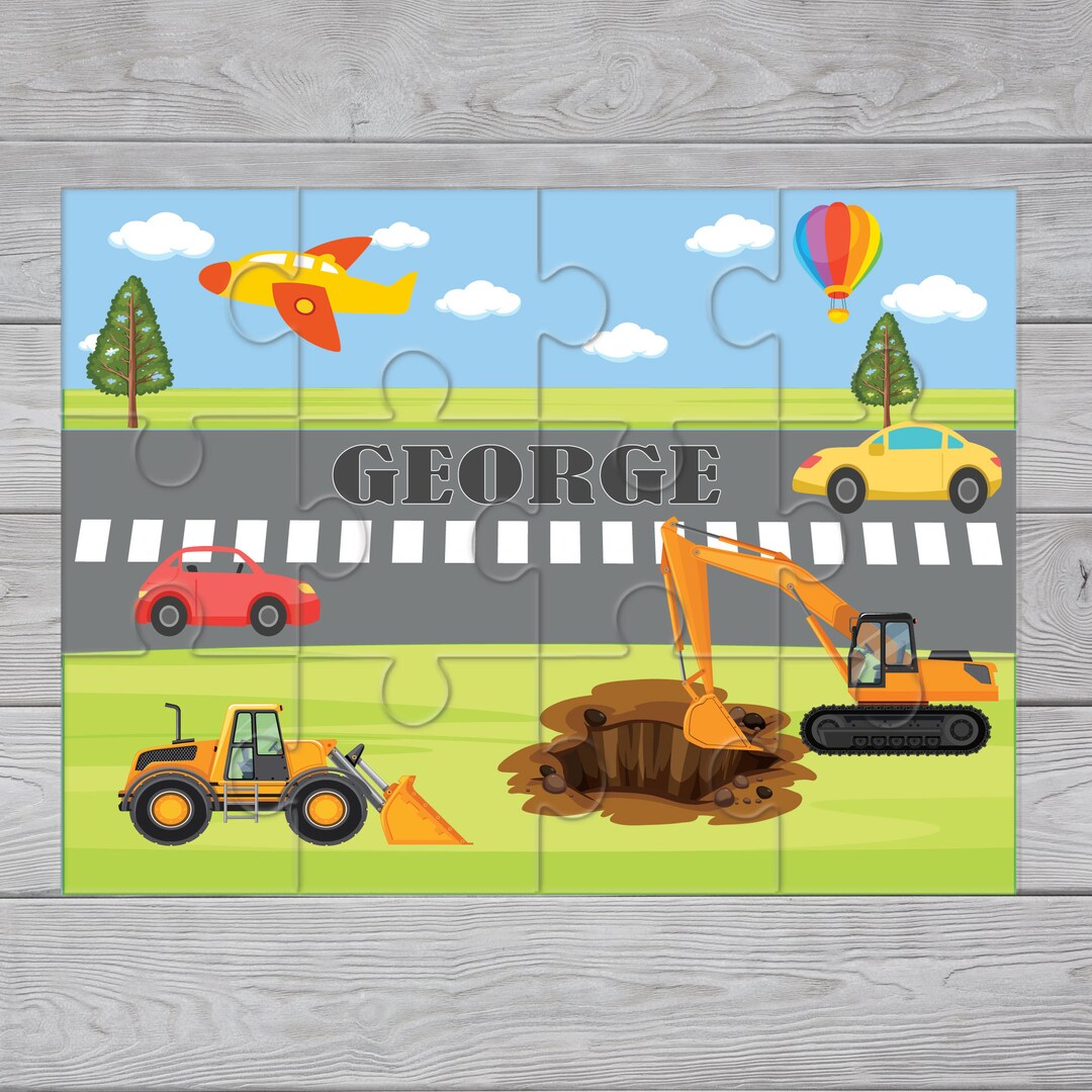 Personalised Puzzle for Kids Cars Diggers Jigsaw Puzzle - Car Digger ...