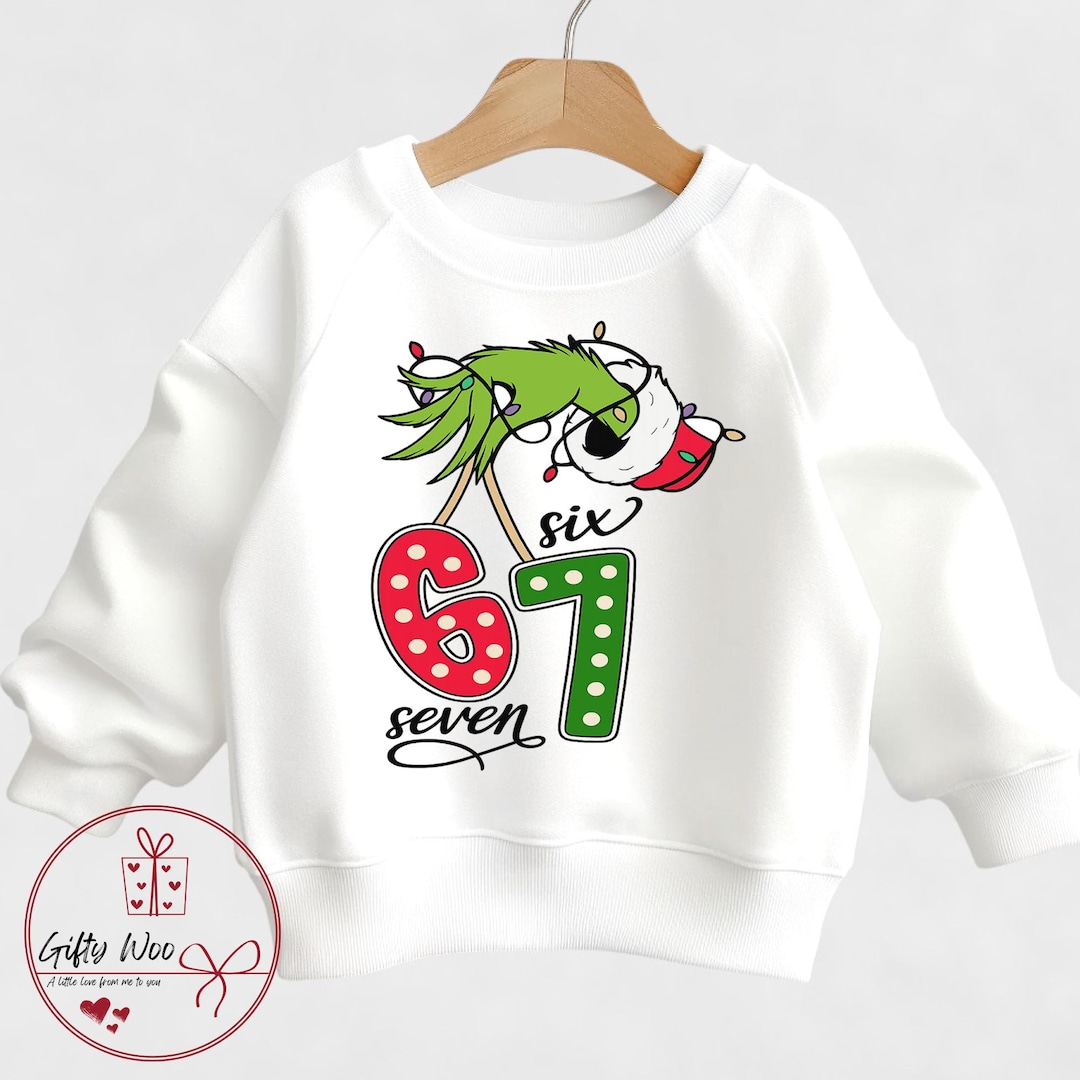 Six Seven Kids Christmas Jumper Sweatshirt - Funny Christmas Jumper ...