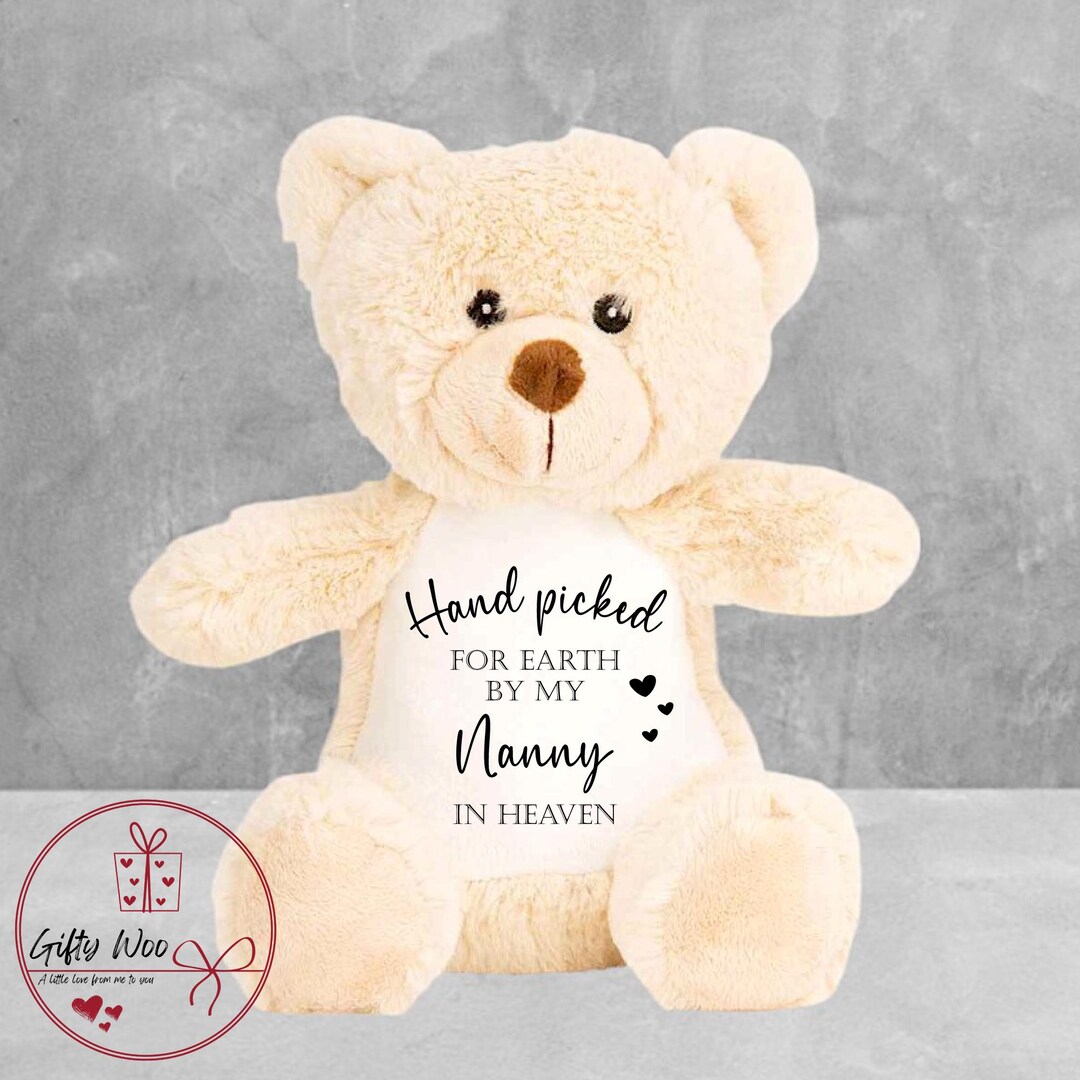 Memory Teddy Bear - Hand Picked for Earth - Memory Gift - Memorial ...