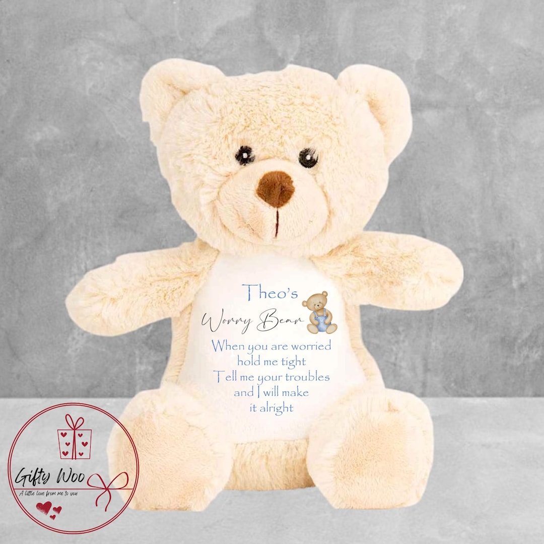 Personalised Worry Bear - Comfort Teddy Bear - Worry Teddy Bear With ...