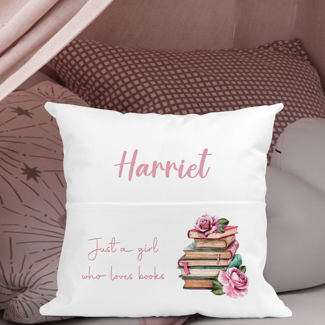 Reading Book Cushion Cover Personalised Pocket Cushion for Book ...