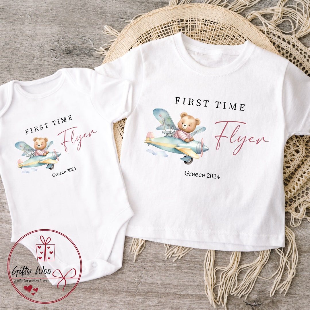 Personalised First Holiday T-shirt or Baby Vest - First Time Flyer Vest ...