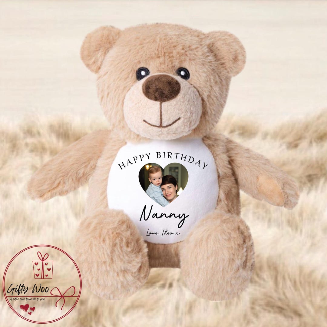 Happy Birthday Nanny Photo Teddy Bear Gift - Nanny Soft Toy Birthday ...