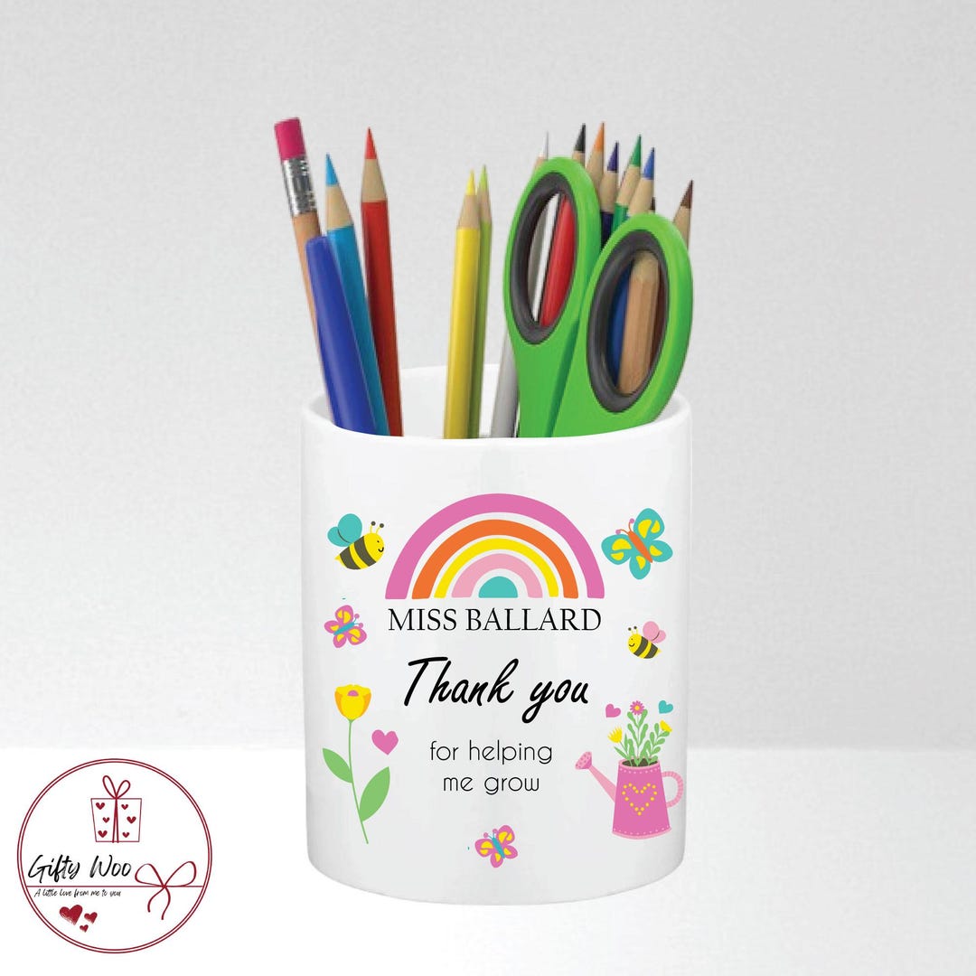 Personalised Teacher Pen Pot Gift - Teacher Gifts - Teacher Stationery ...