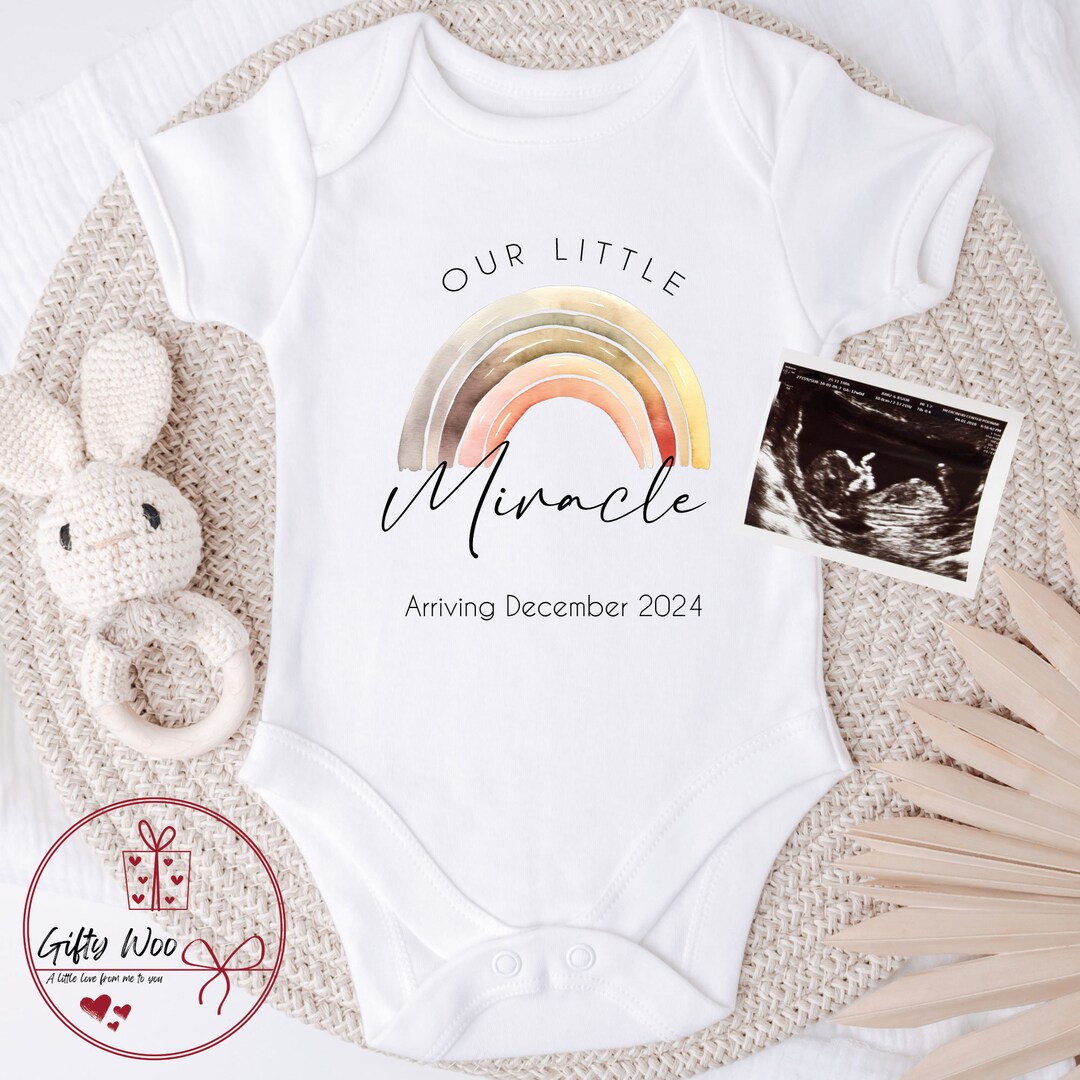 Our Little Miracle Pregnancy Announcement Vest Rainbow Baby Vest Onesie ...