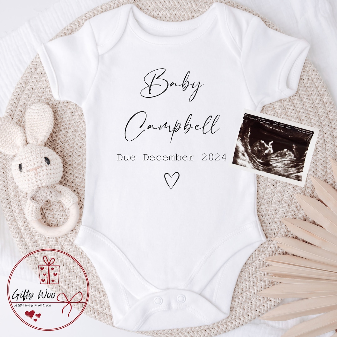 Pregnancy Announcement Baby Vest - Baby Announcement - Personalised ...