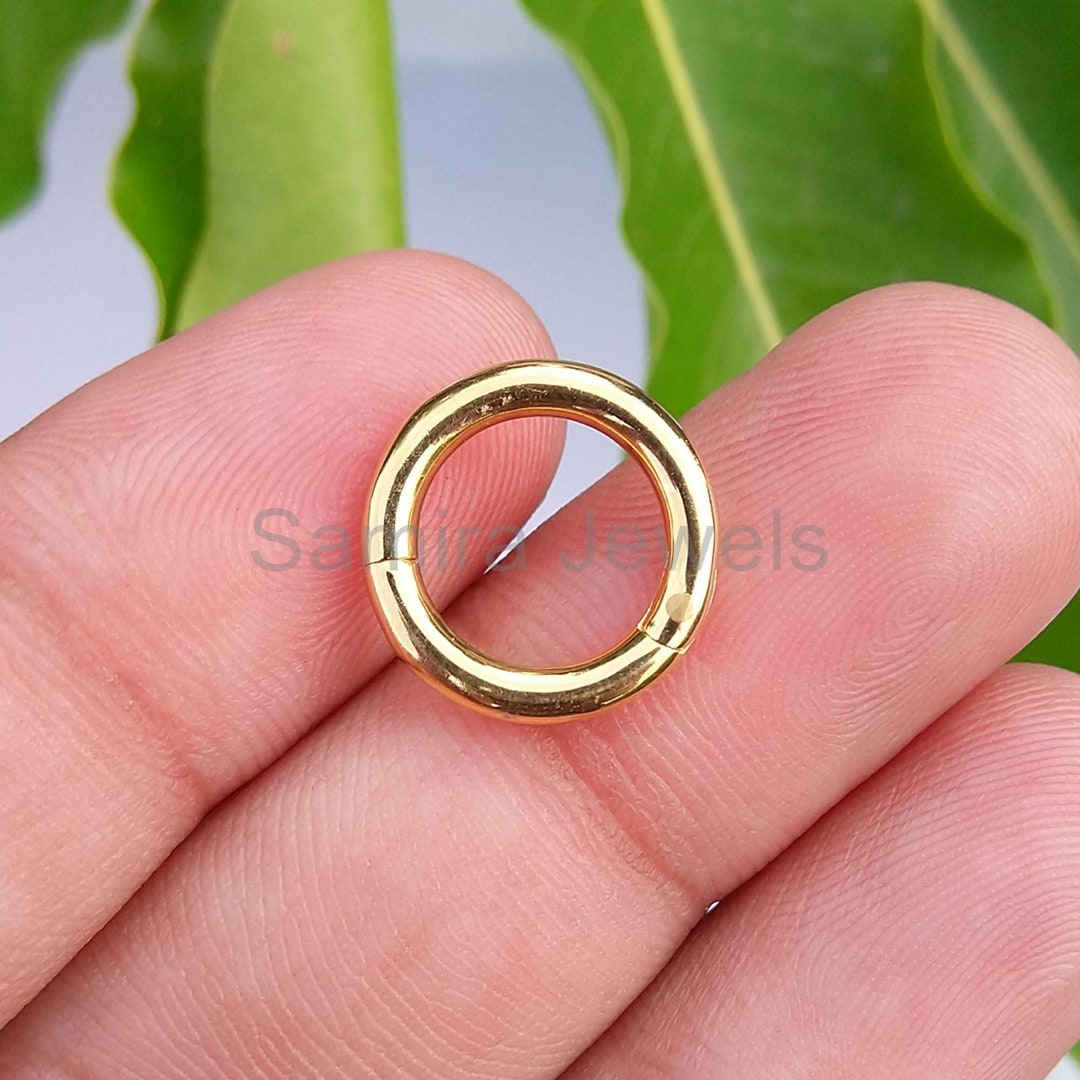 15mm Circle Necklace Enhancer Charm, 14k Solid Yellow Gold Push Lock ...