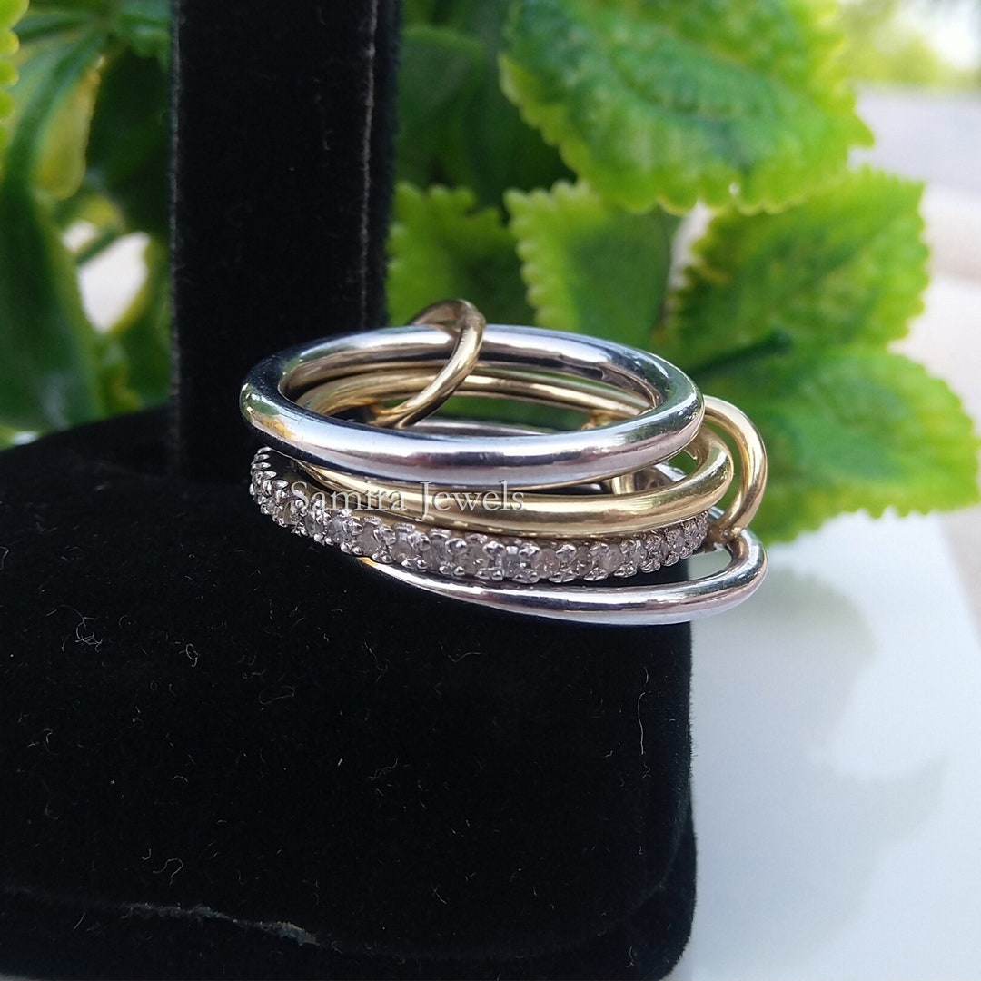 Handmade Pave Diamond Sterling Silver Stacking Ring, Size 7 - Etsy