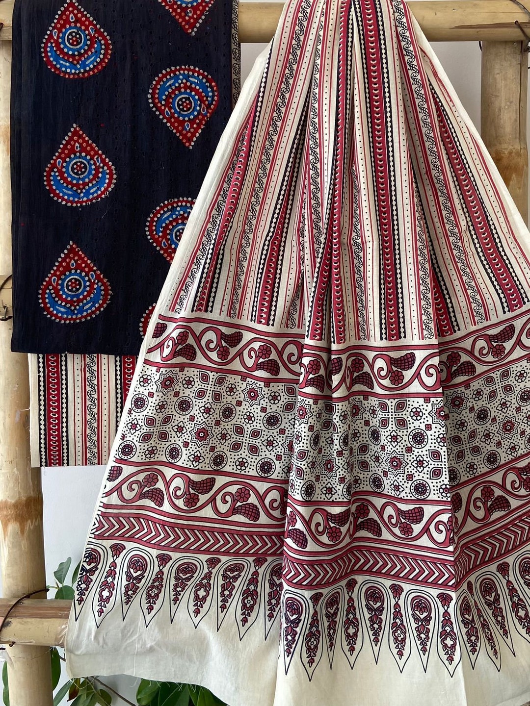 Ajrak Print Hakoba Cotton Unstitched/stitched Indian Suit for Women ...