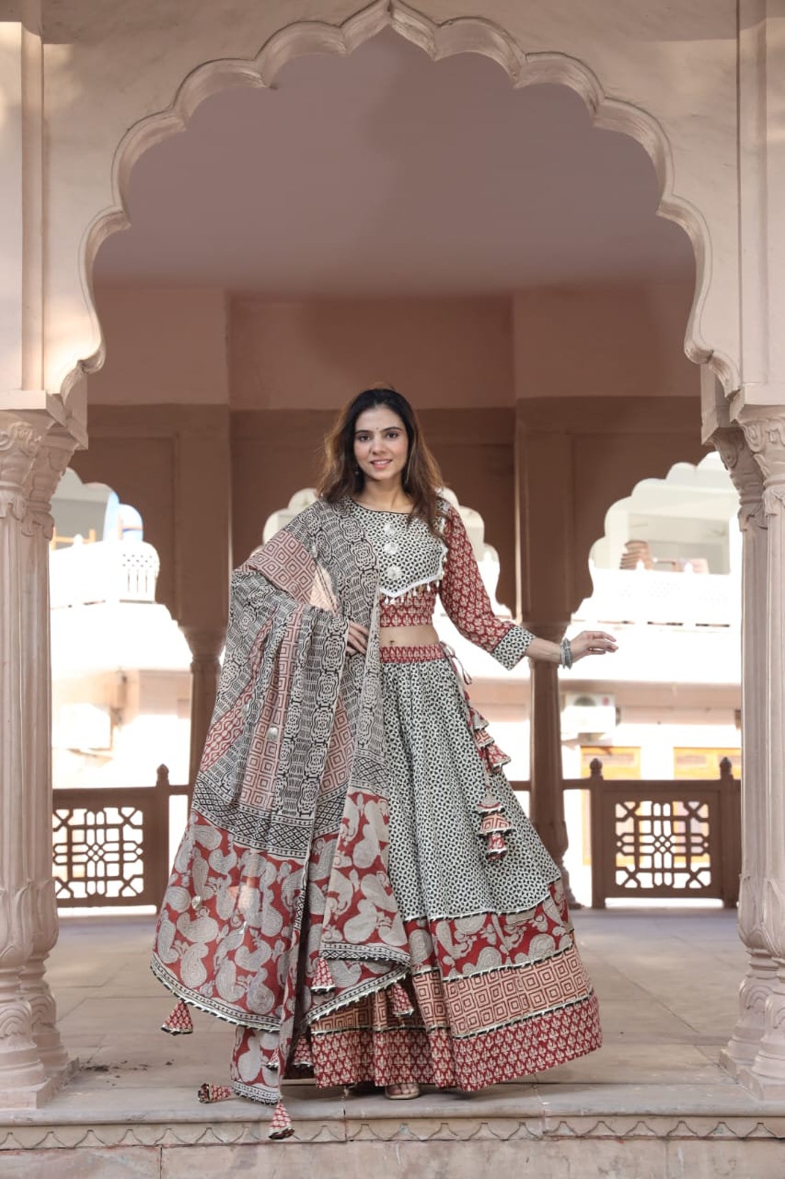Jaipur Indian Handblock Print Cotton Chaniya Choli With Dupatta for ...
