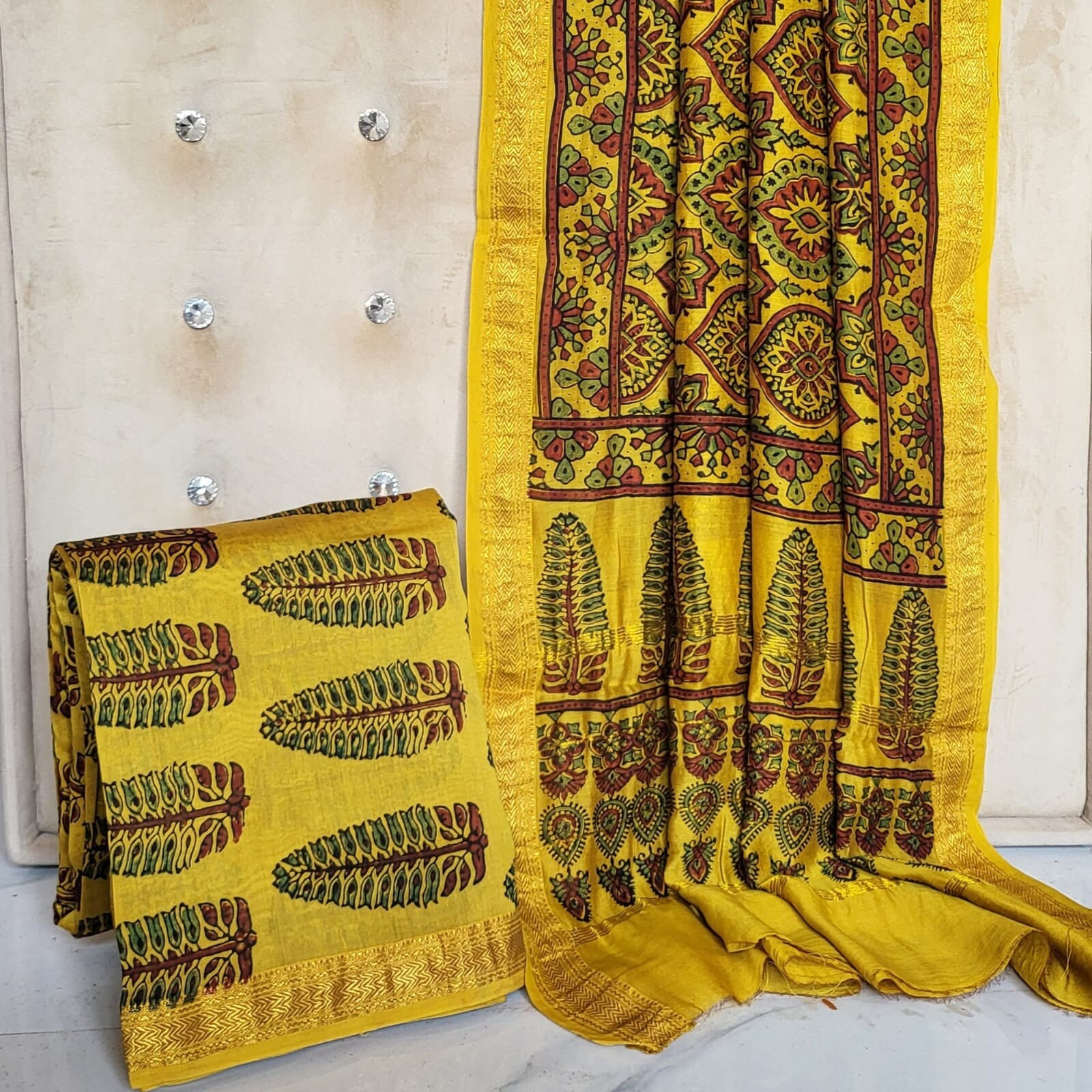 Ajrak Maheshwari Silk Dupatta Suits.pure Handblock Print by Artisans ...