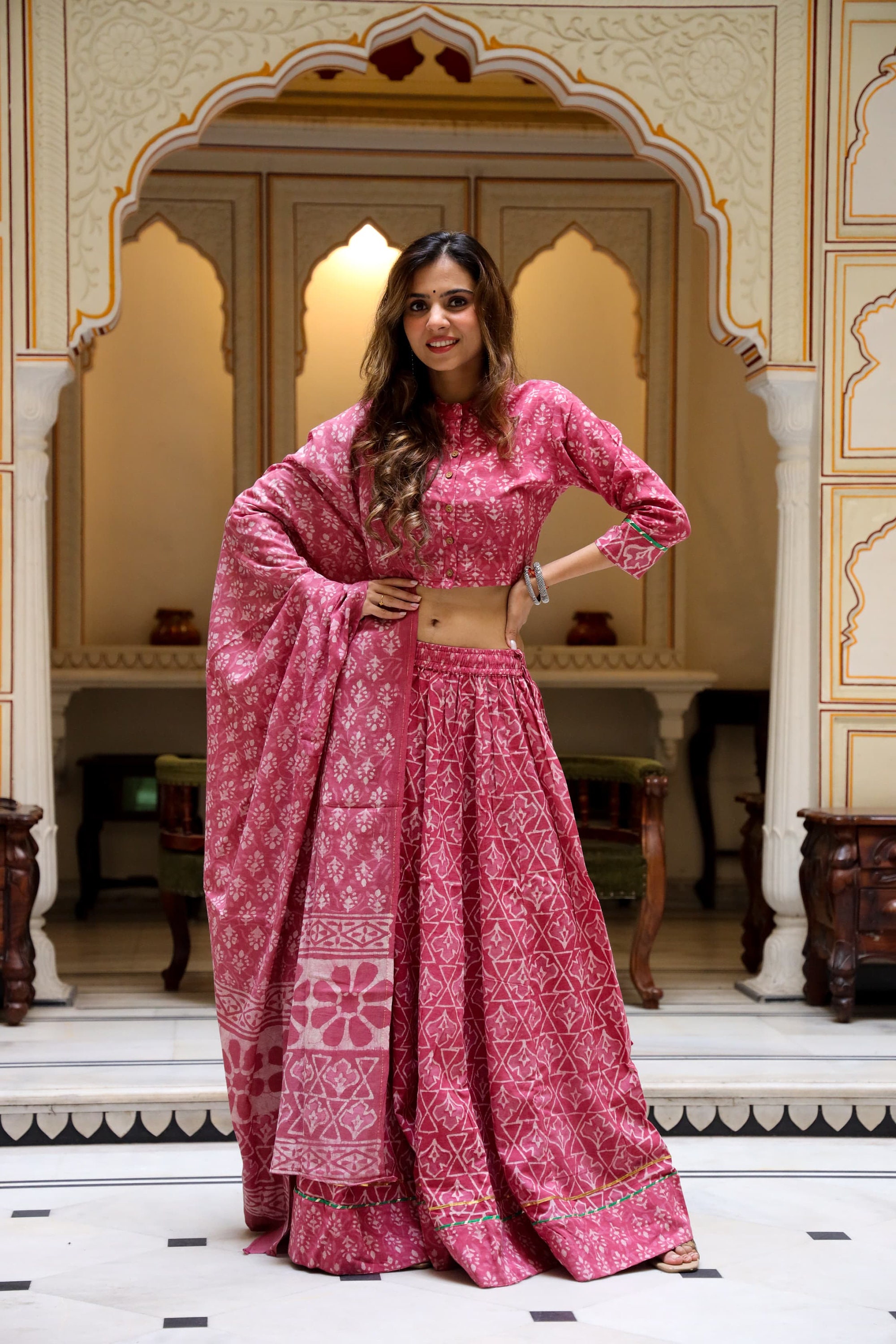 Chaniya Choli Cotton Handblock Print Choli and Skirt With - Etsy