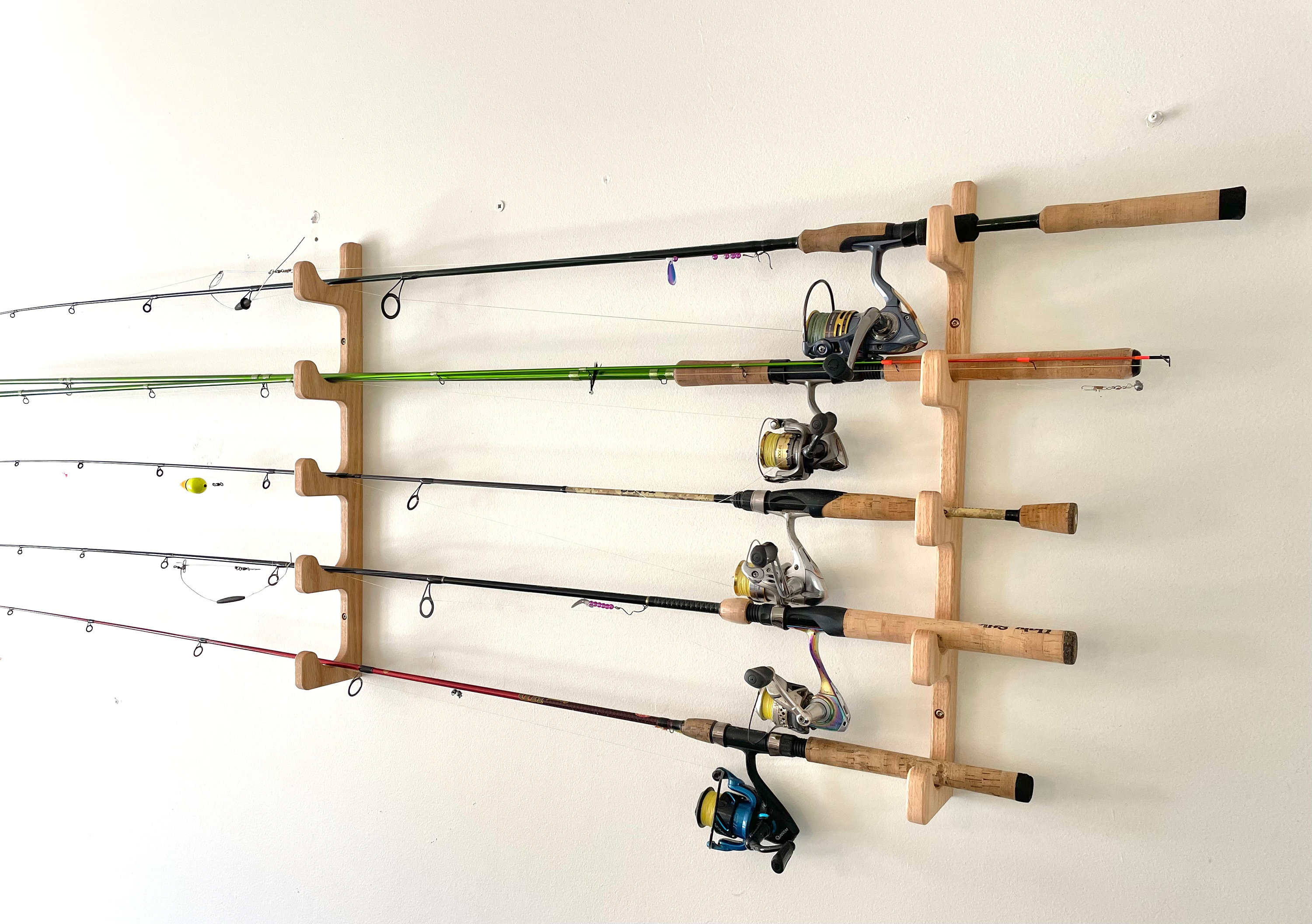 Wood Fishing Rod Holder Solid OAK Fisherman Gift - Etsy