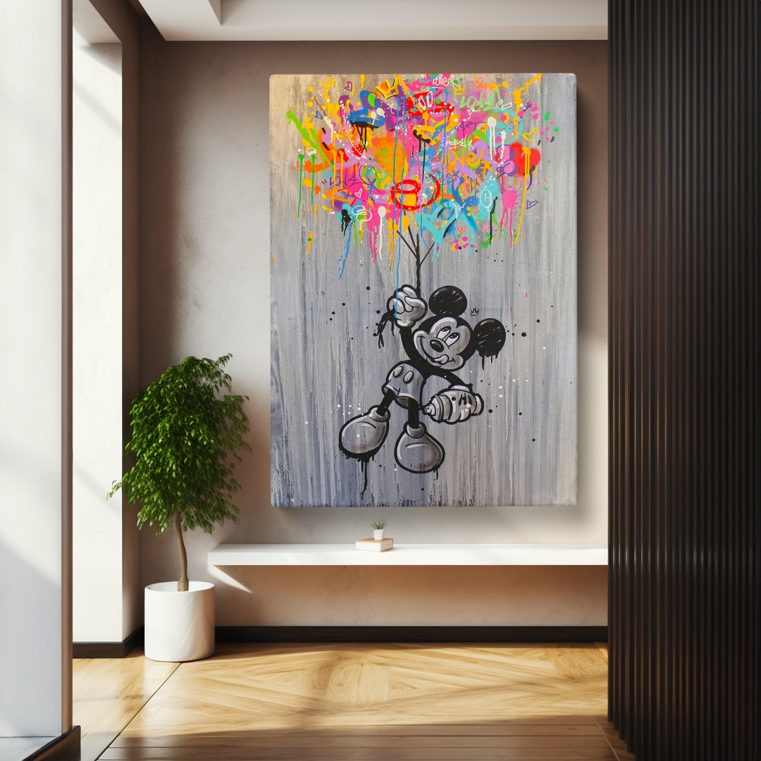 Banksy Style Baloon Mickey Mouse Graffiti Pop Art Canvas, Banksy Style ...