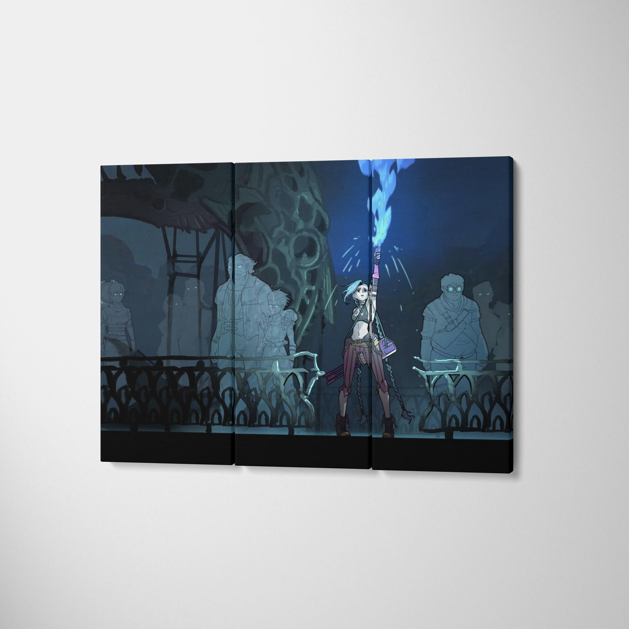 Jinx Lights a Flare Canvas Artwork, League of Legends Arcane Jinx Light ...
