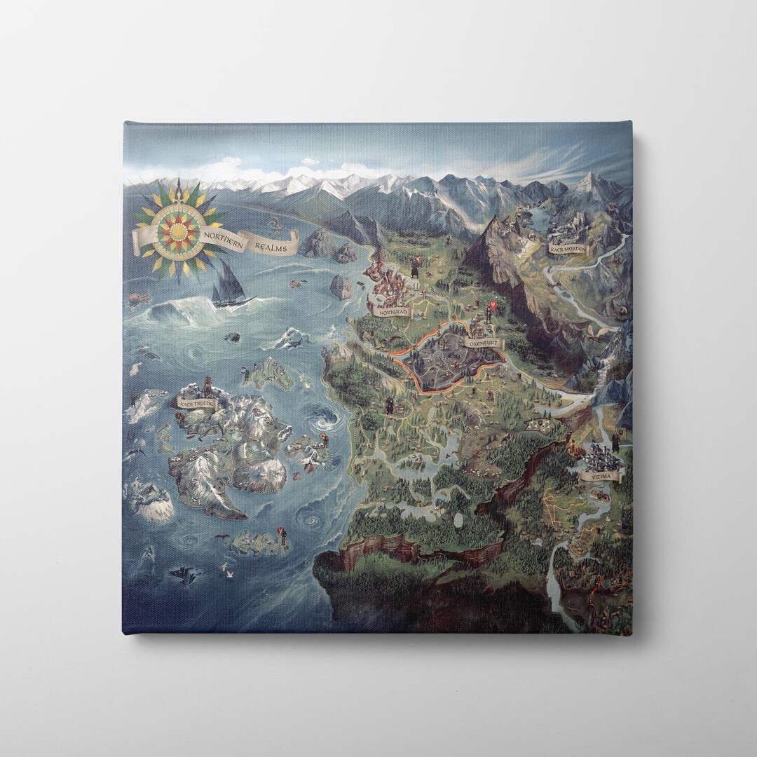 The Witcher 3 Wild Hunt Map Canvas Art, Northern Realms Wall Decor ...
