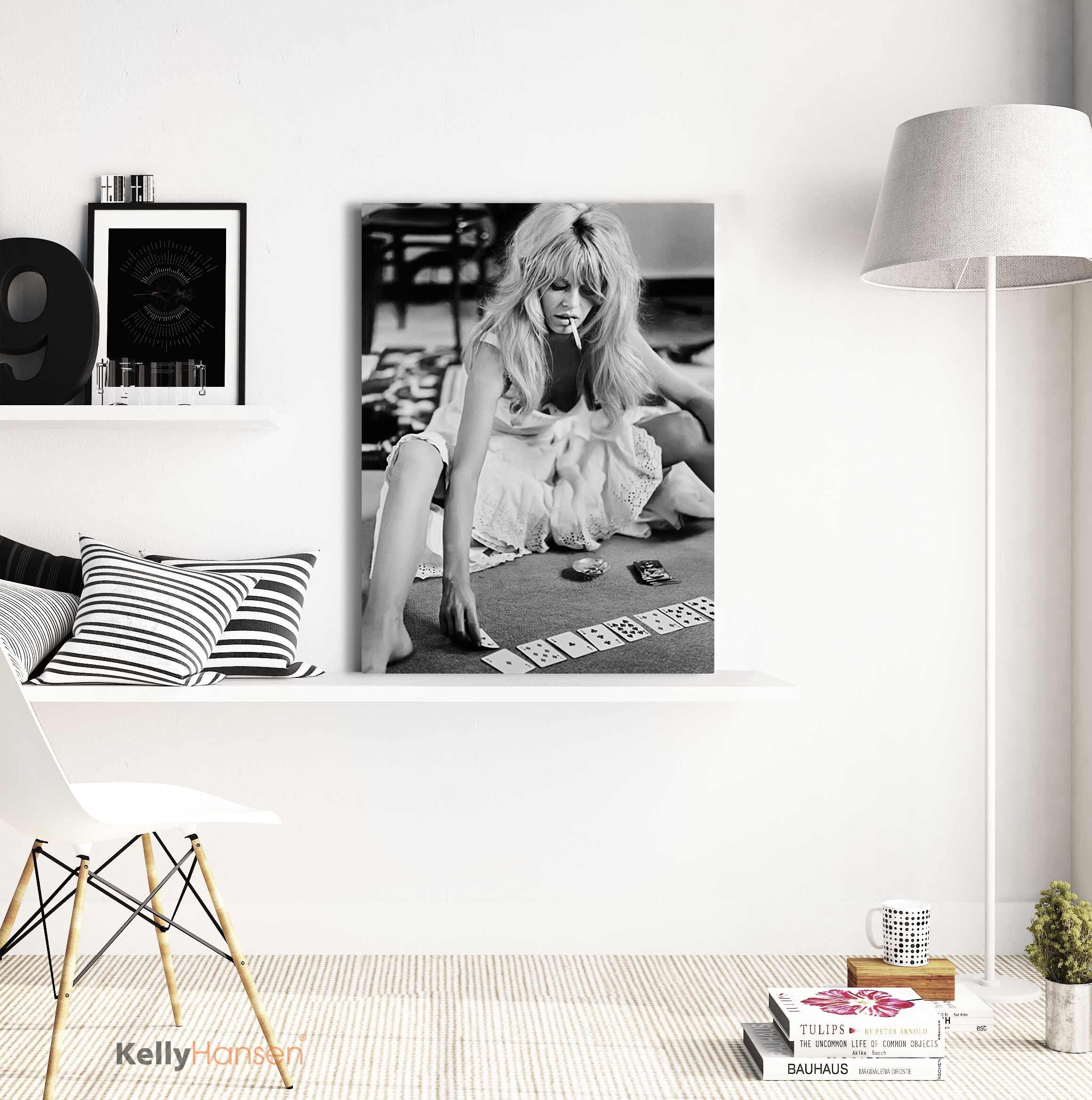 Brigitte Bardot Canvas Print Brigitte Bardot Plays Cards on Set 1965 ...