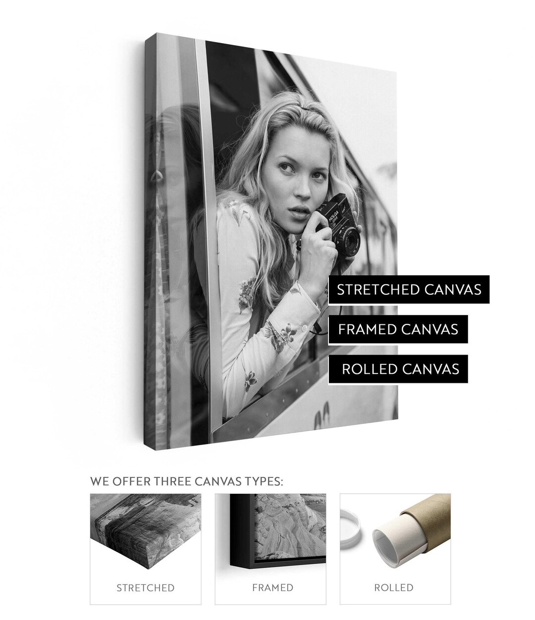 Kate Moss Canvas Print | Fashion Photography 1996 | Stretched Canvas ...