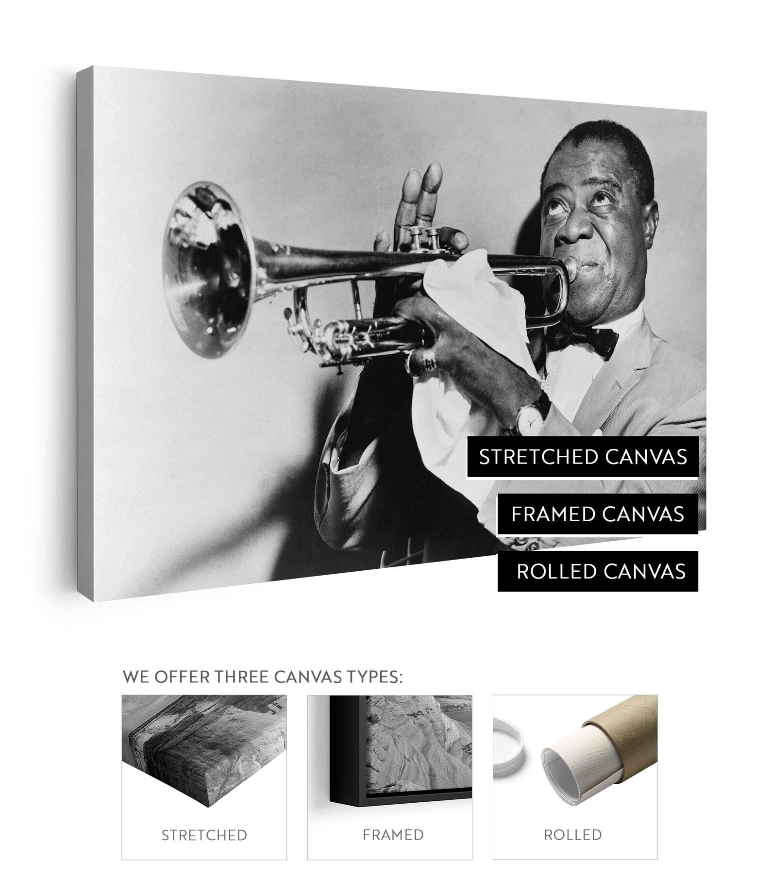 Louis Armstrong Canvas Print | Trumpeter Jazz Musician Singer Composer ...