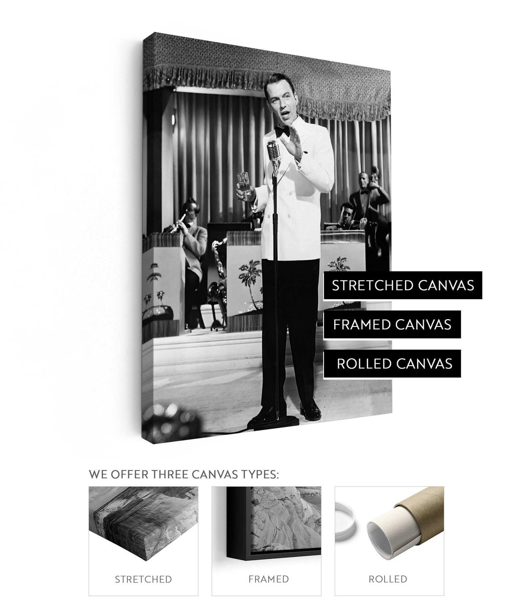 Frank Sinatra Canvas Print | Performs on Stage 1957 | Stretched Canvas ...