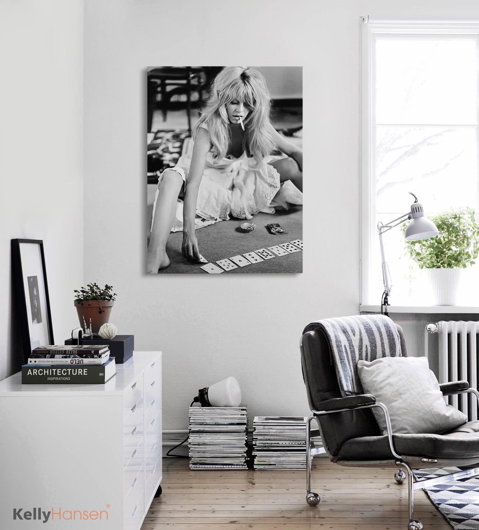 Brigitte Bardot Canvas Print Brigitte Bardot Plays Cards on Set 1965 ...