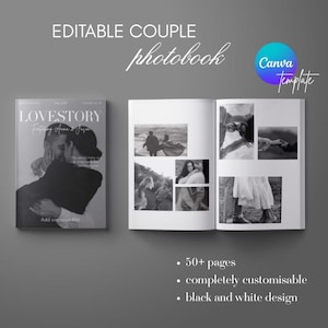 Couple Photo Book Template Editable in Canva, Modern Editorial Magazine ...