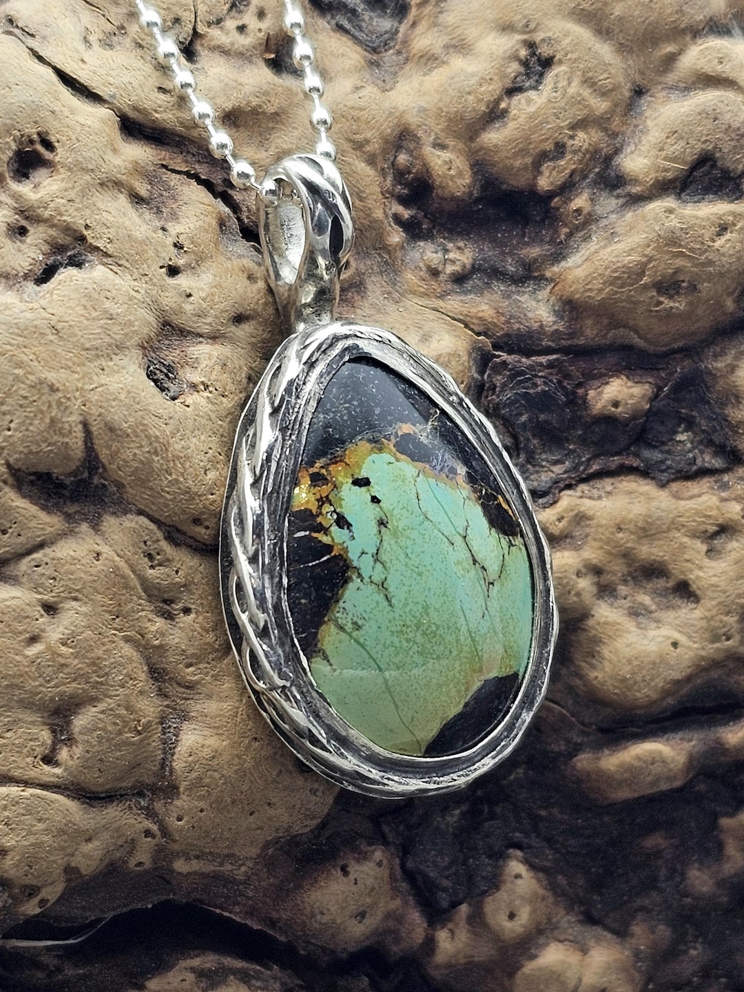 Blackjack Turquoise Sterling Silver Pendant - Etsy