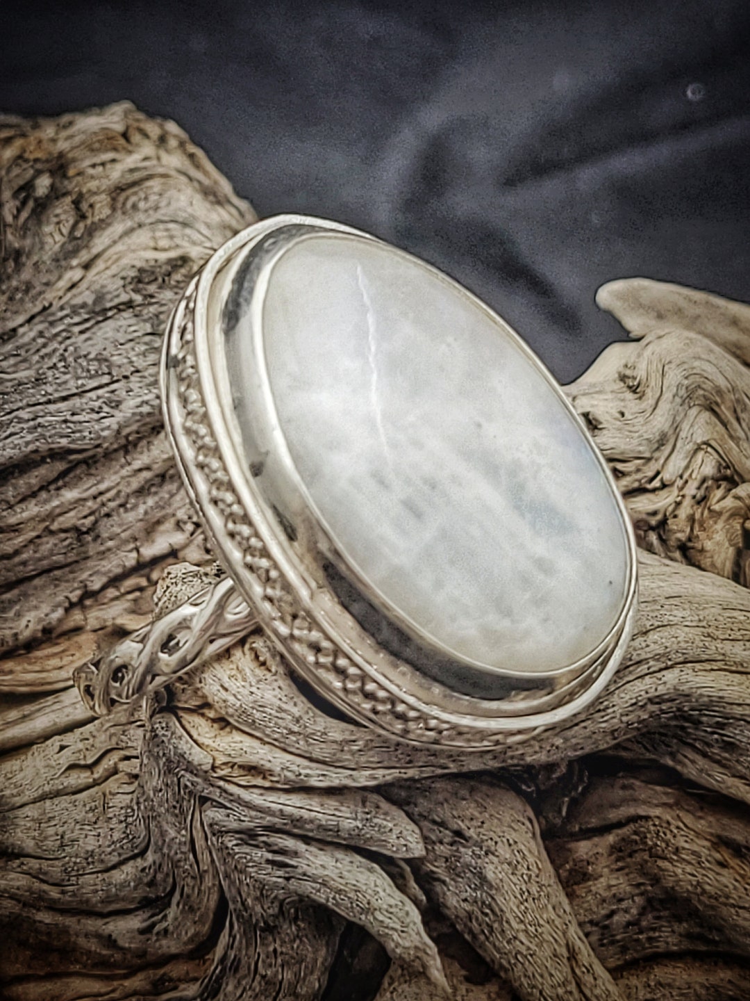 Large Moonstone and Sterling Silver Ring - Etsy