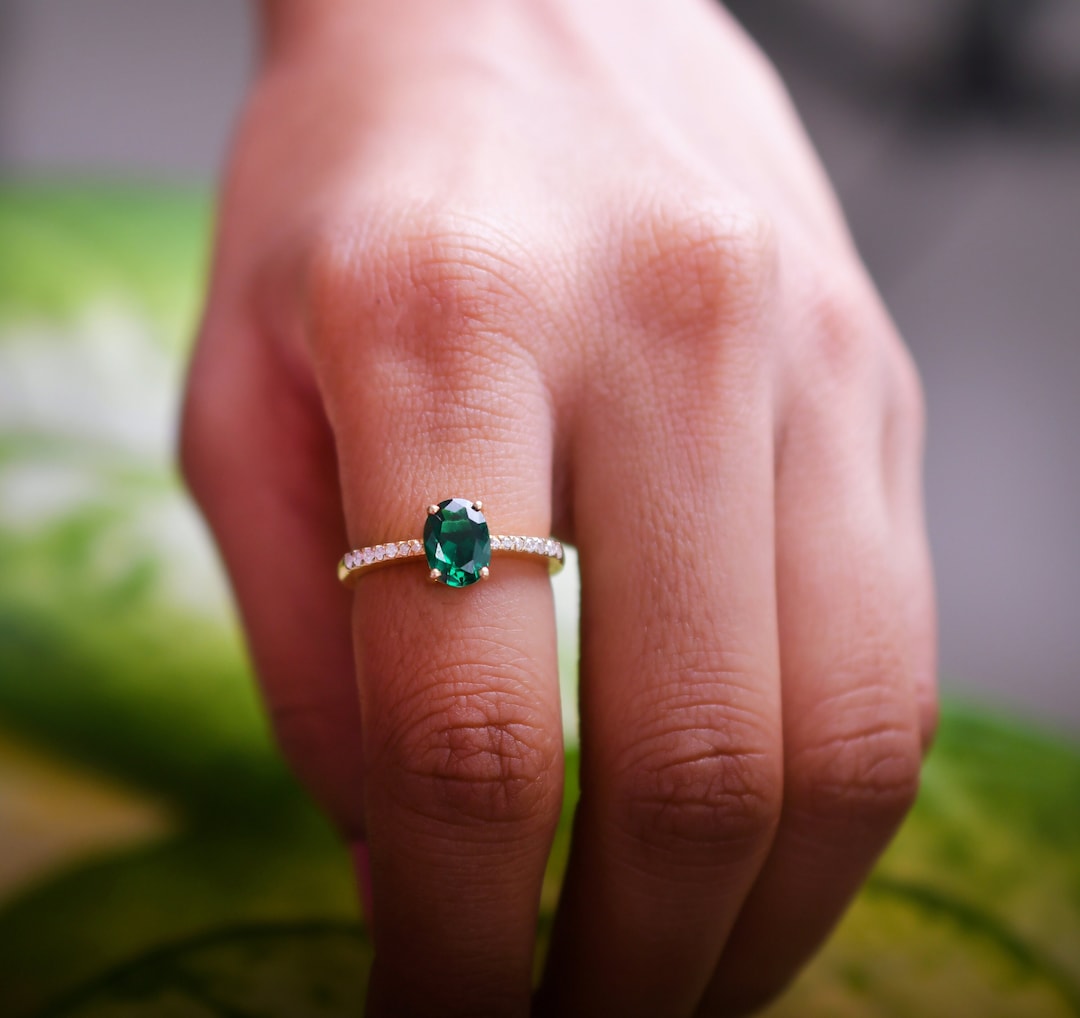 14K Gold Teal Sapphire Engagement Ring Anniversary Gift Blue Green Teal ...