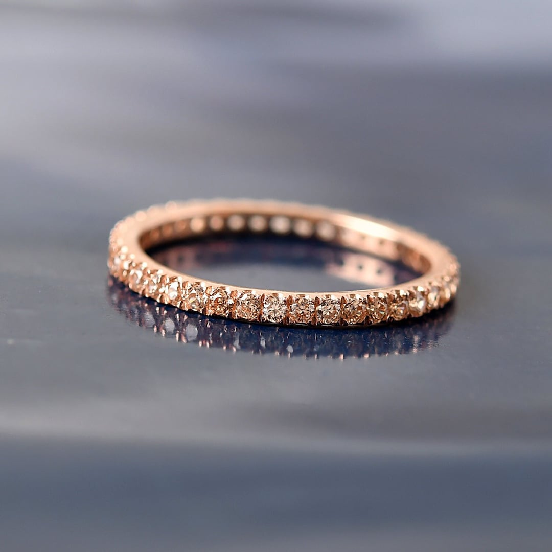 Natural Morganite Rose Gold Wedding Band Full Eternity Engagement Ring ...