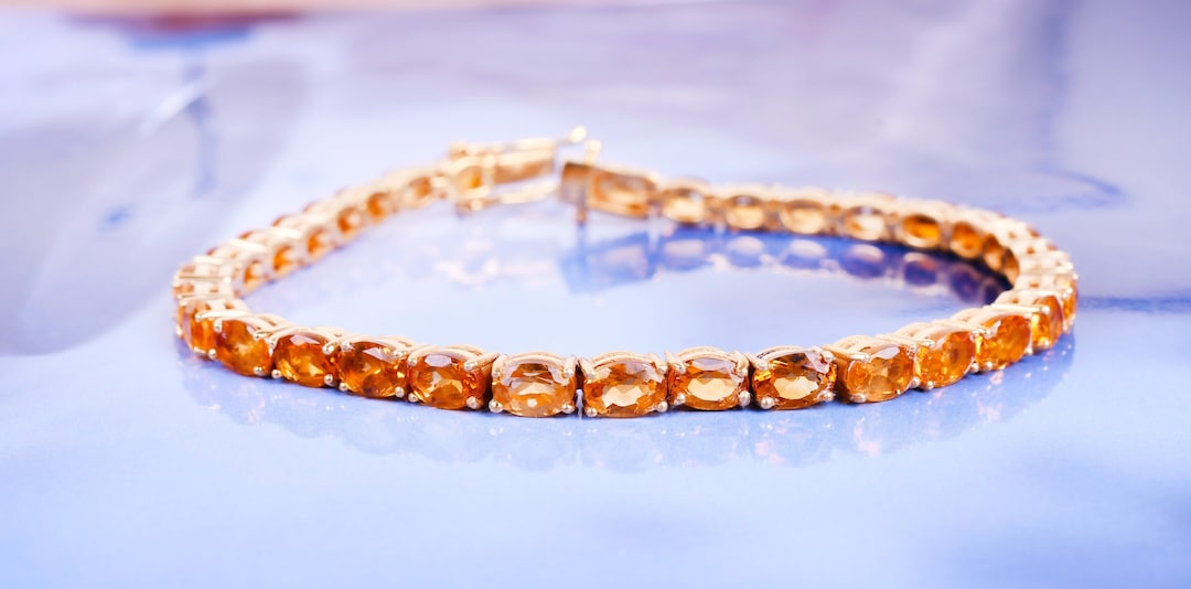 Madeira Citrine Bracelet, Women Chain Bracelet,oval Shaped Citrine ...