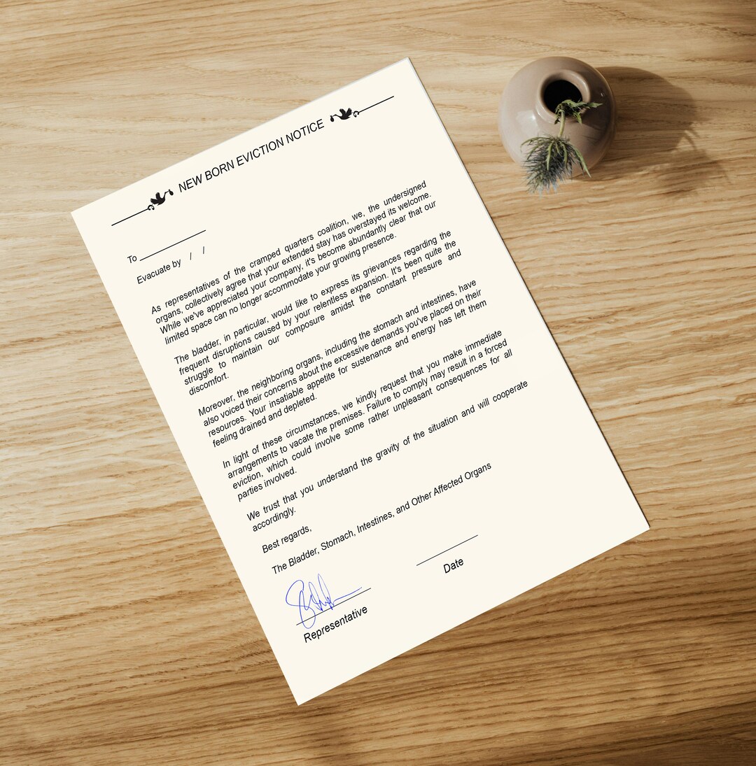 Funny Baby Eviction Notice - Perfect for Expectant Moms! - Etsy