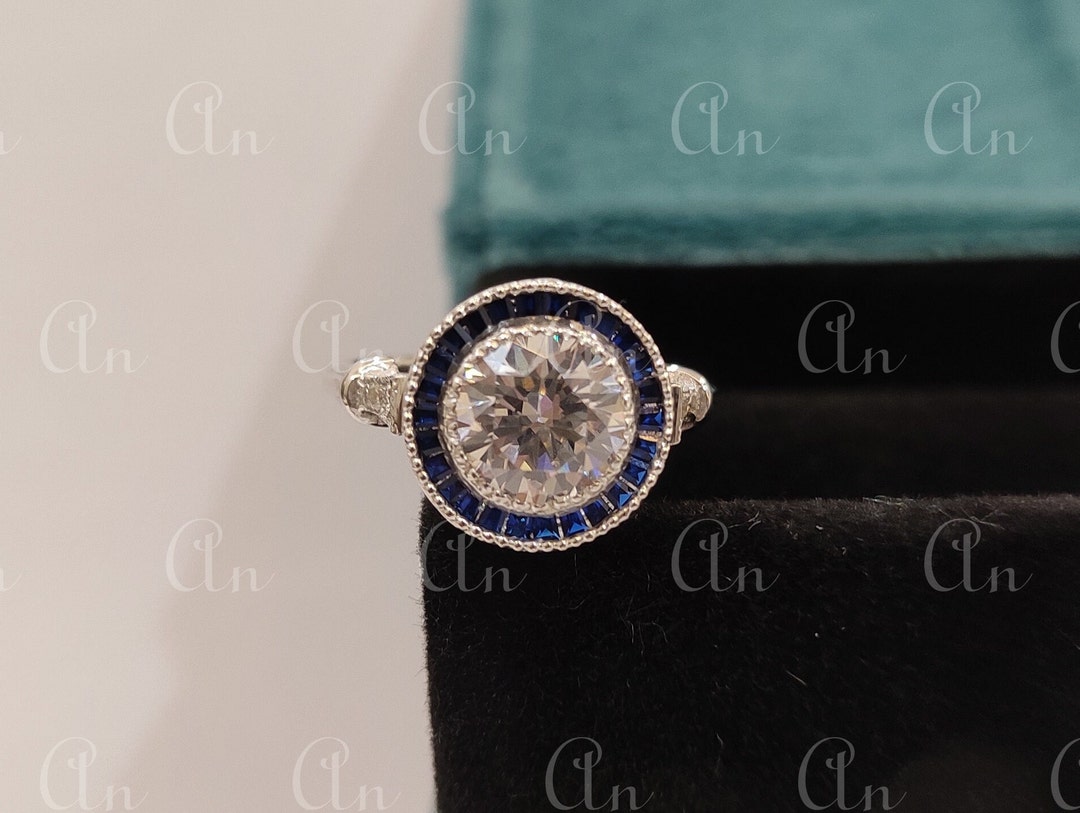 1930s Vintage 2.30ct White Round Cut Engagement Wedding Ring in 925 ...