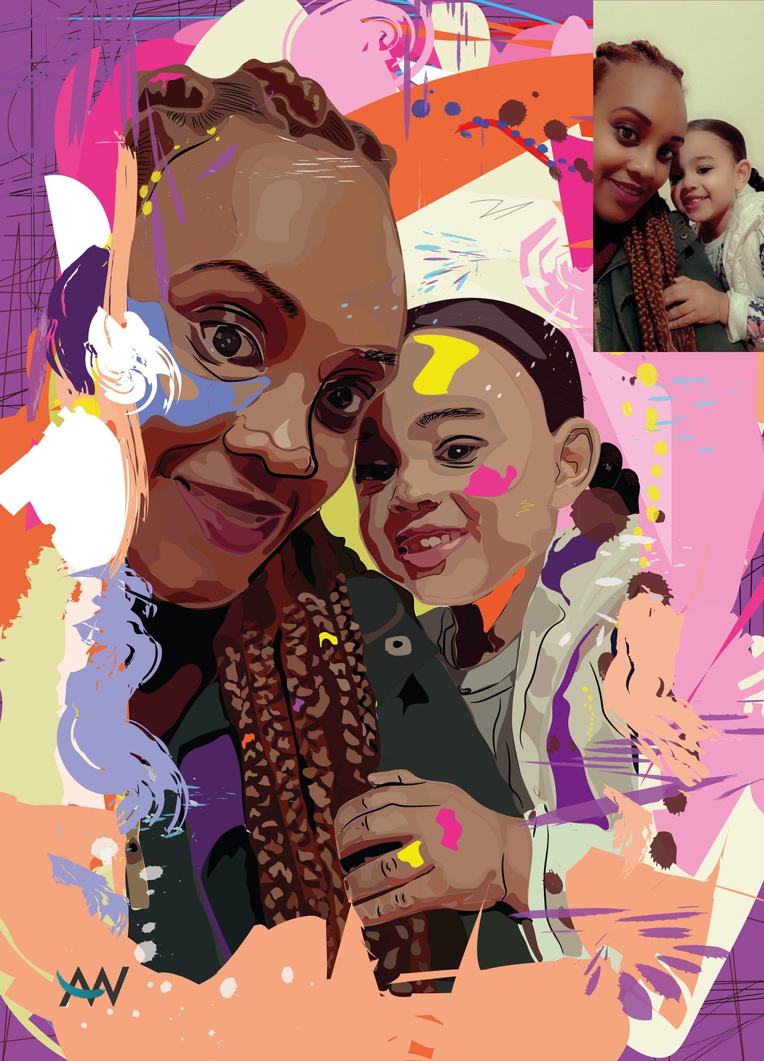 Pop Art Wall Art Original - Custom Portrait From Photo Cartoon Art ...