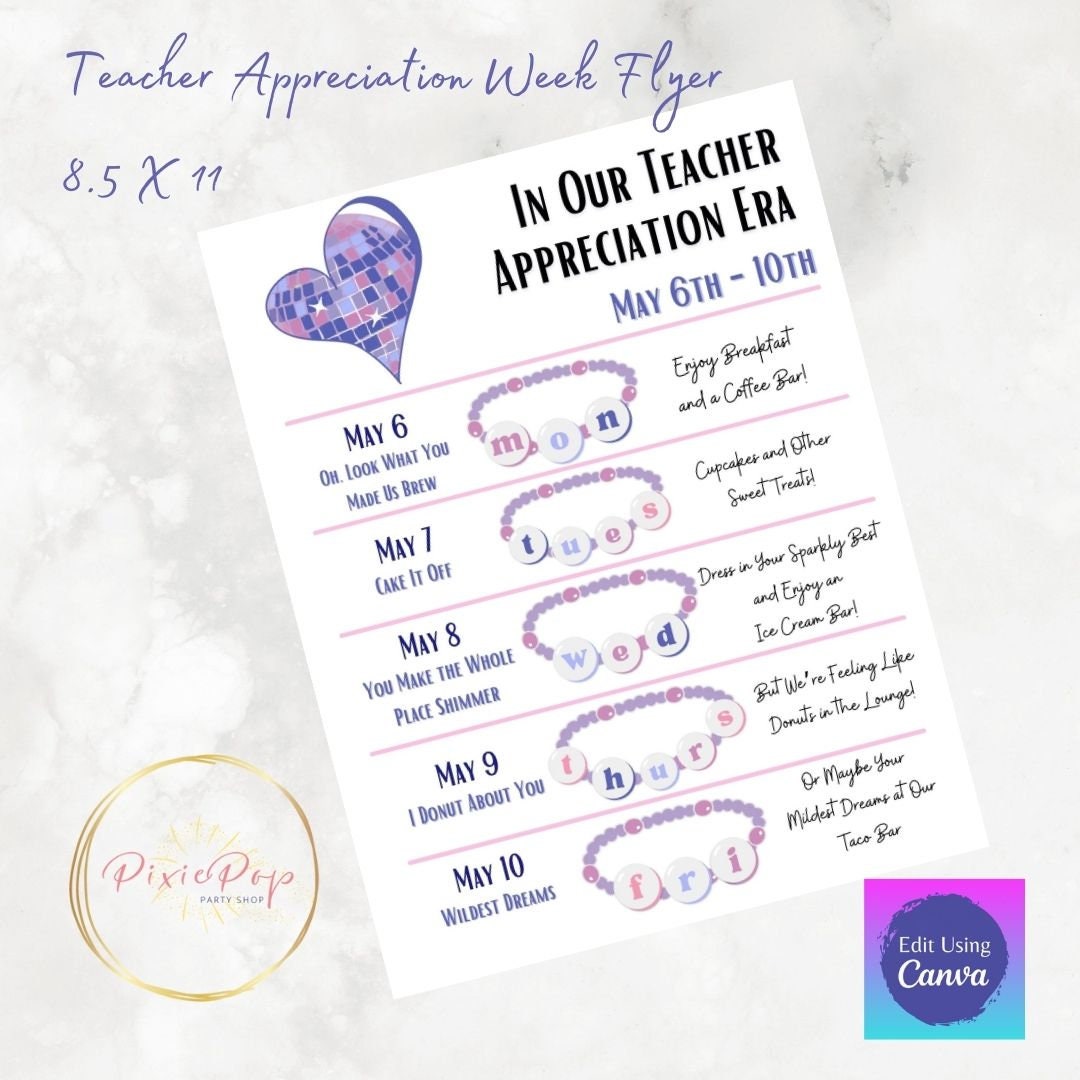 Teacher Appreciation Week Flyer, Teacher Appreciation, Taylor Swift ...