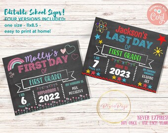 First Day of School Sign, Editable Back to School Sign, Last Day of ...