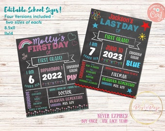 First Day of School Sign, Editable Back to School Sign, Last Day of ...