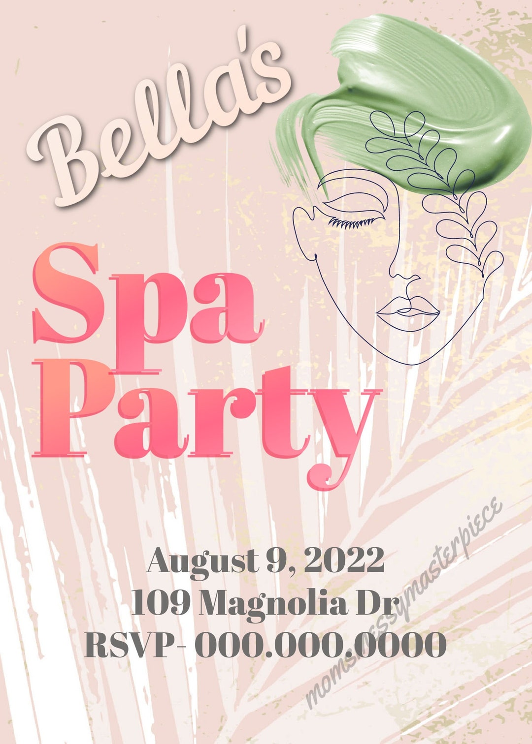 Spa Party Digital Card Personalized - Etsy