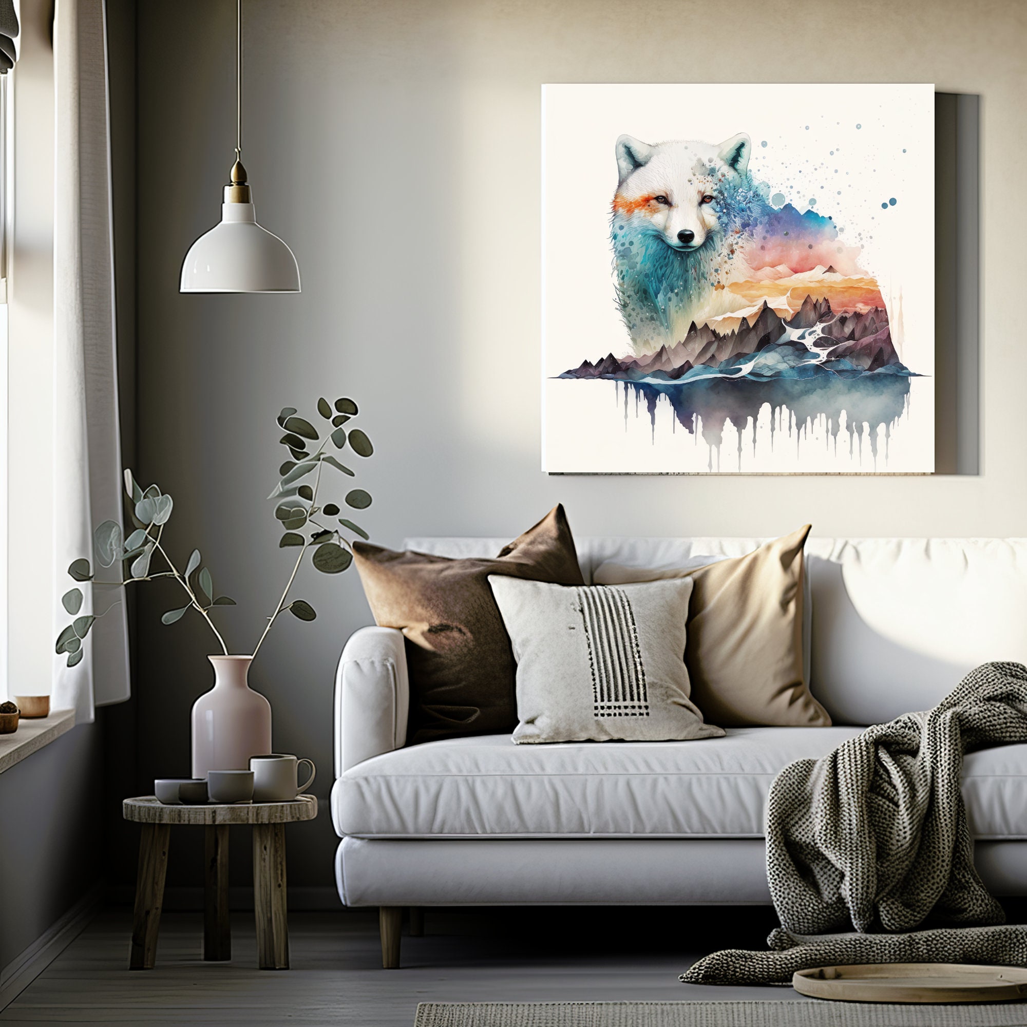 Arctic Fox Wall Art Arctic Abstract Colorful Boho Art PRINTABLE ART ...