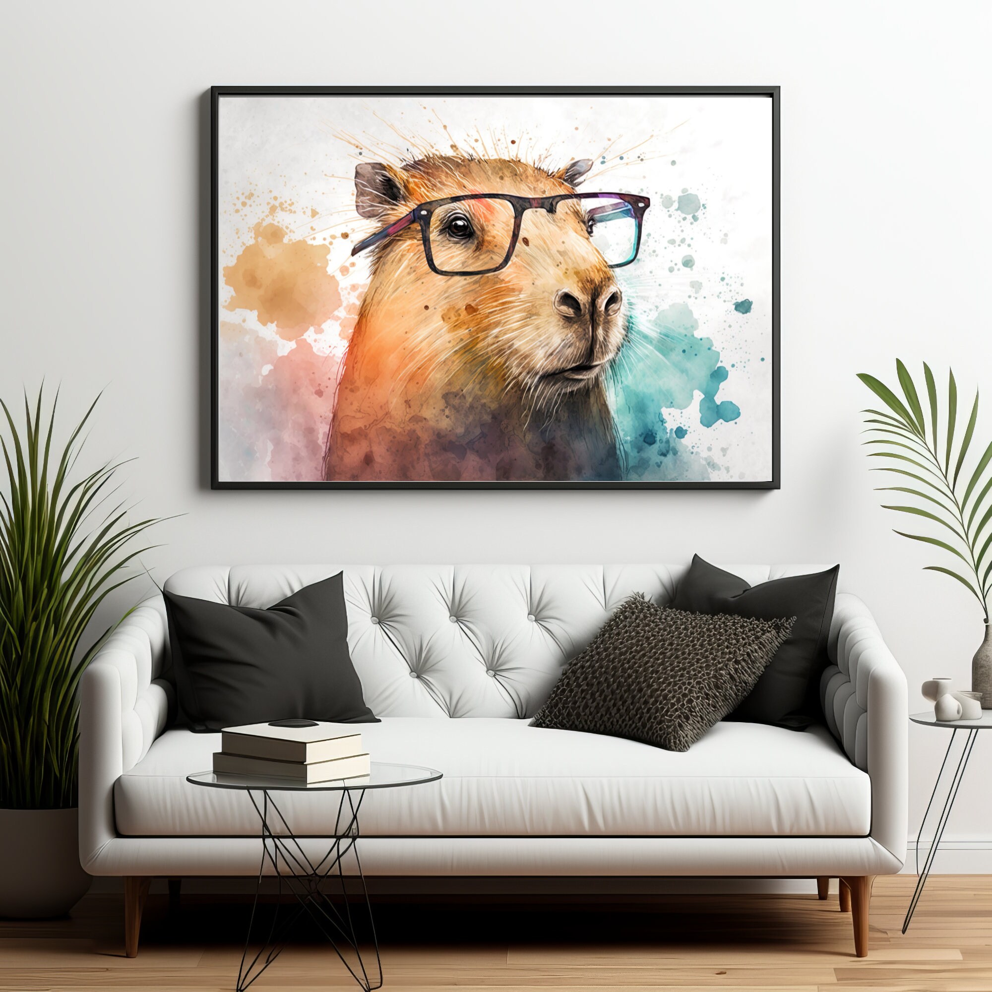 Capybara Colorful Abstract Boho Wall Art PRINTABLE ART Capybara Poster ...