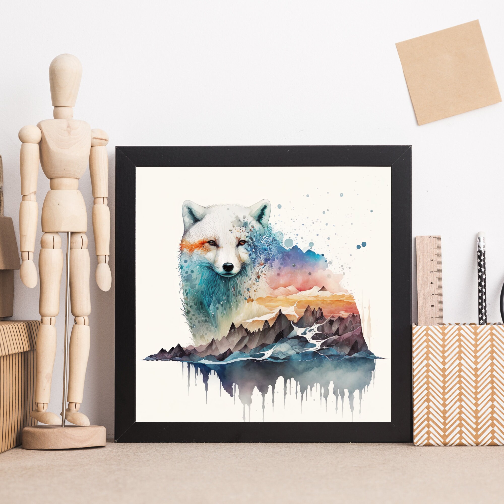 Arctic Fox Wall Art Arctic Abstract Colorful Boho Art - Etsy
