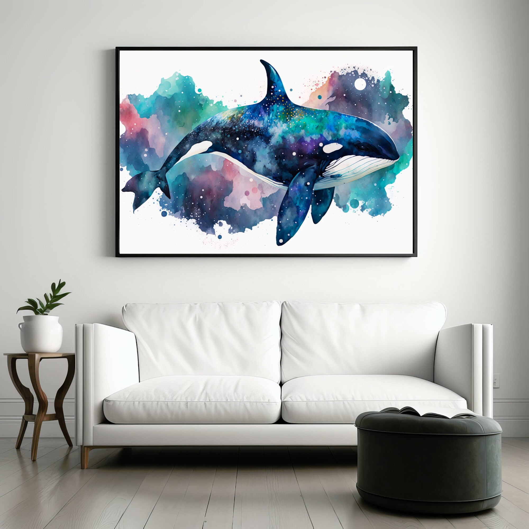 Orca Wall Art Galaxy Wall Art Abstract Colorful Boho Art - Etsy