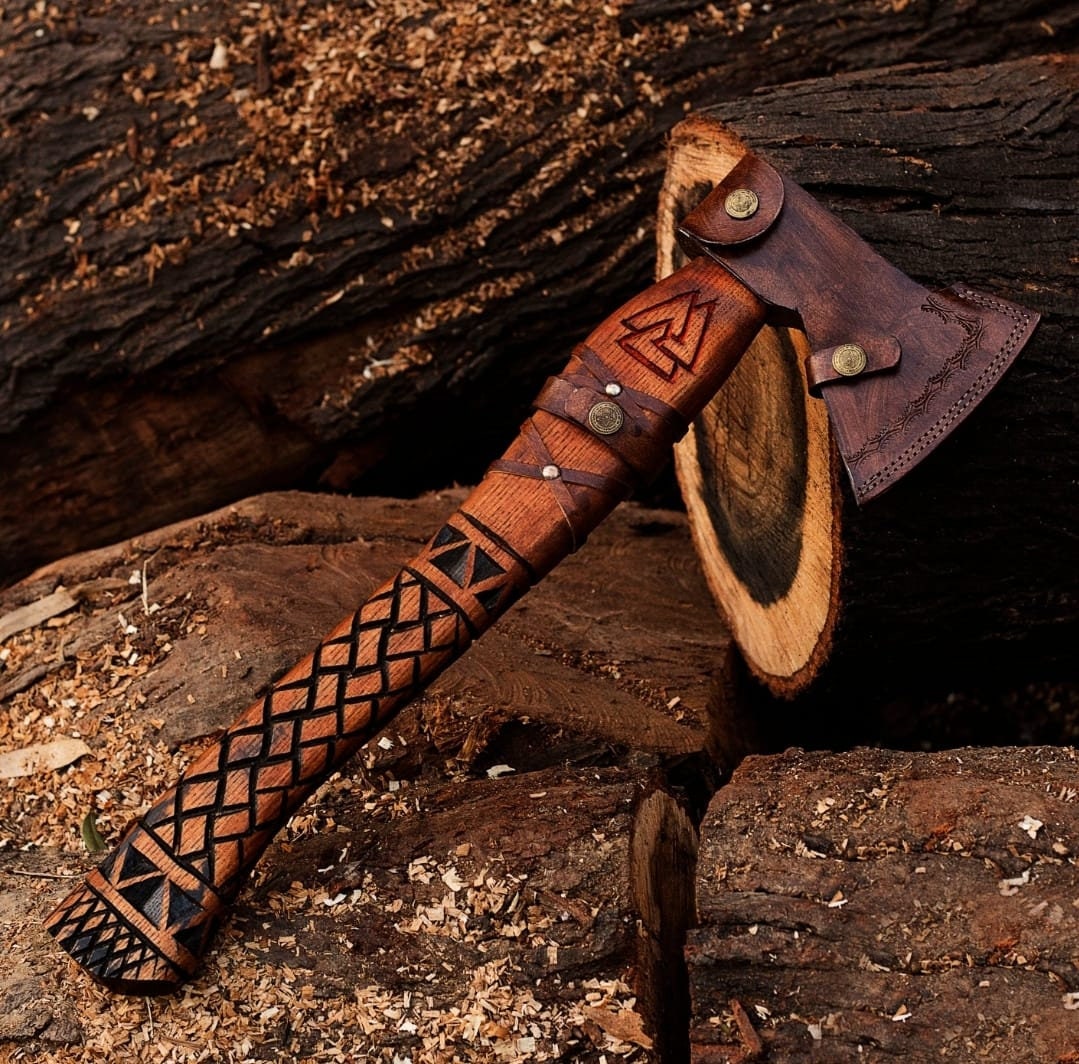 Stunning Axe With Leather Sheath Custom Gift Forged Carbon - Etsy