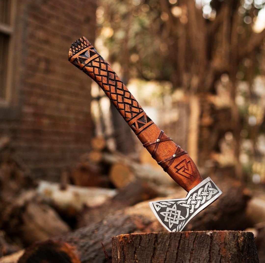 Stunning Axe With Leather Sheath Custom Gift Forged Carbon - Etsy