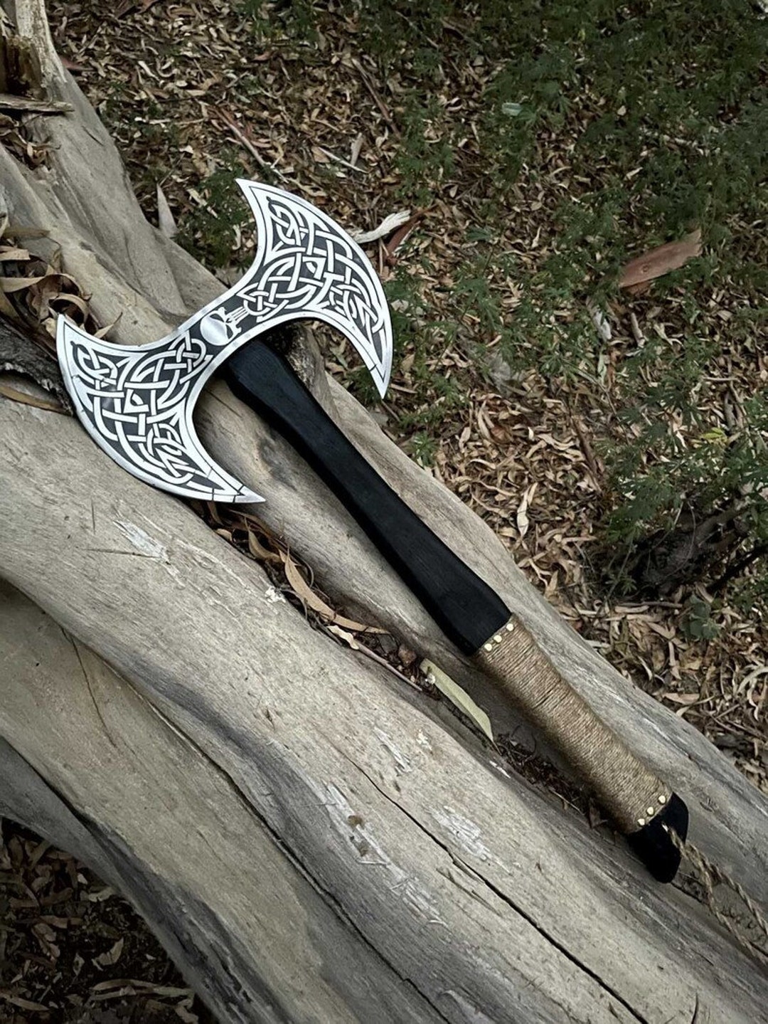 Handcrafted Double Bite Viking Axe, Medieval Outdoor Camping Axe, Gift ...