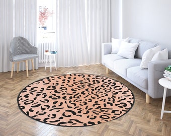 Round Leopard Rug - Etsy
