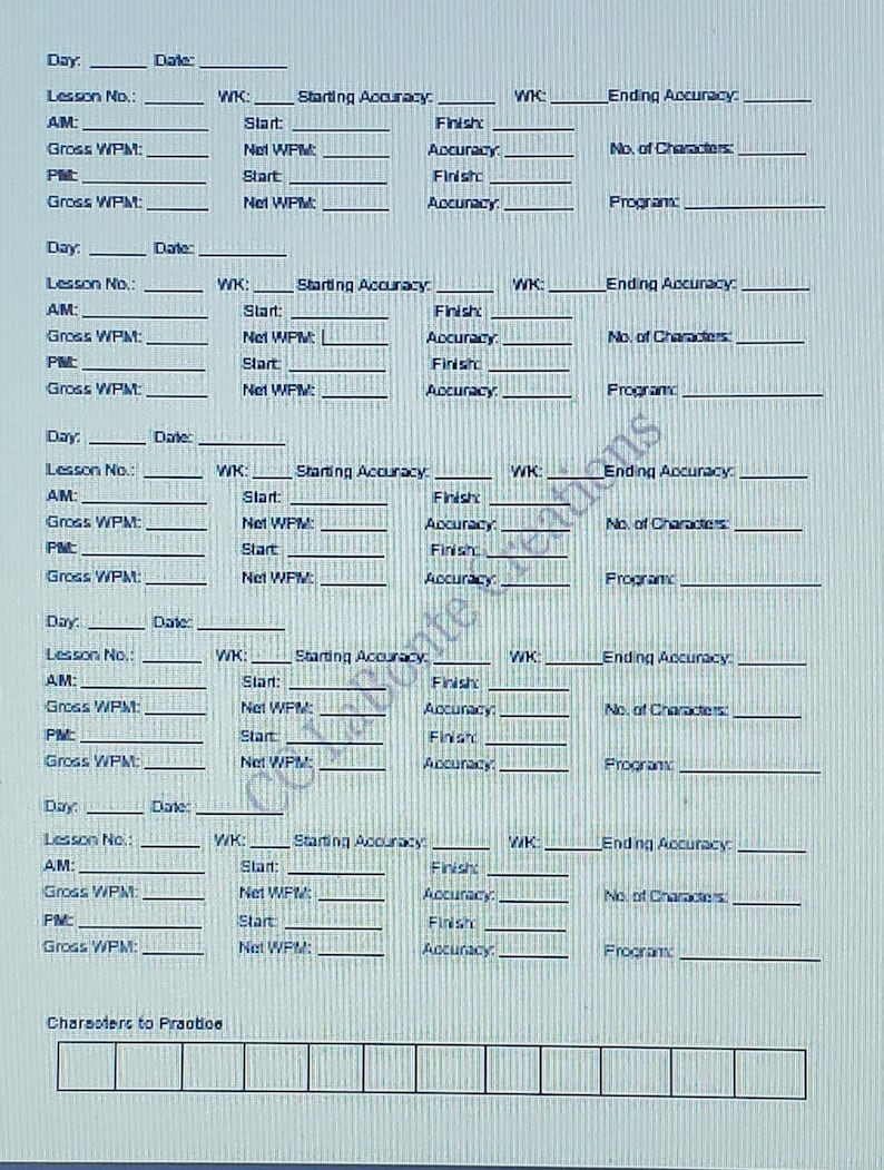 Typing Practice Sheet With Typing Plan Track Progress Back to School ...