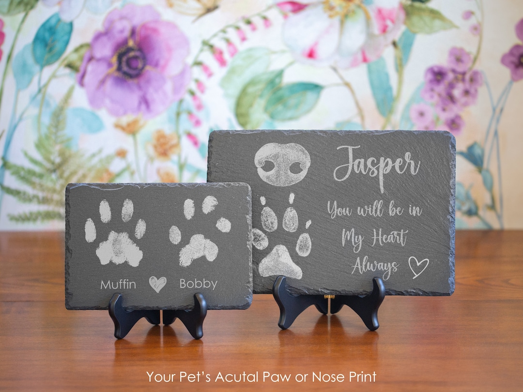 Custom Paw and Nose Print Slate Personalized Pet Memorial Keepsake for ...