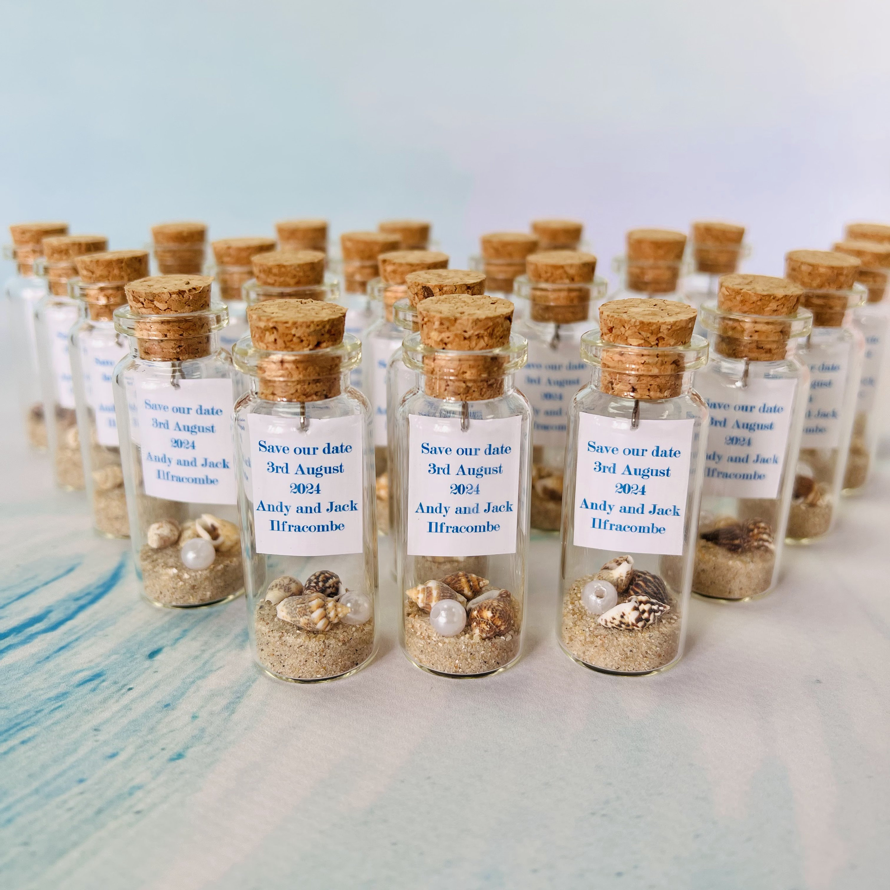 Set of Custom Save the Date Favors - Personalized Message in a Bottle ...