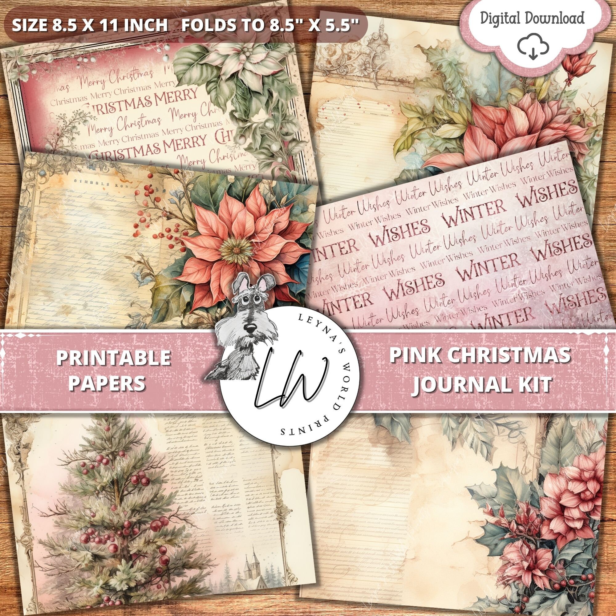 Pink Christmas Journal Kit Junk Journal Christmas - Etsy